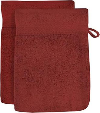 Soleil d'Ocre Soleil dOcre Lagune Viel von 2 Handschuhe von Toilette, Baumwolle, Backstein, 16 x 21 cm