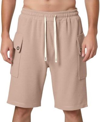 Generic Pantalon cargo pour homme - Short d&eacute;contract&eacute; - Coupe d&eacute;contract&eacute;e - Cordon de serrage - Taille &eacute;lastique avec poches - 2026, kaki, 3XL