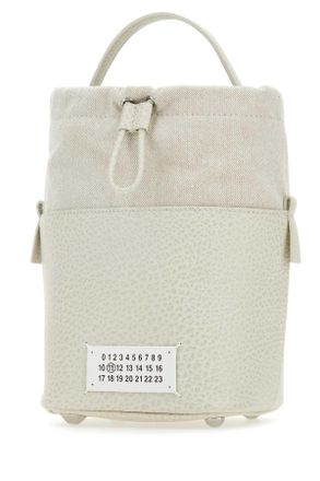 Maison Margiela Womens Chalk Leather And Canvas Mini 5ac Bucket Bag H9677 Borse A Secchiello