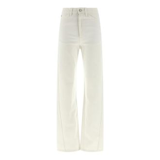 Christophe Lemaire Femme, Jeans, Blanc, Taille: 36 FR Pantalon Droit Taille Haute