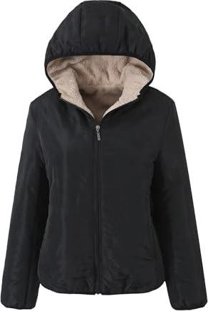 Generic Doudoune Femme Grand Froid Blouson Chaud Femme à Capuche Coupe Ajustée De Couleur Unie Pour Femmes Avec Veste Chaude En Polaire Veste Rembourrée Doudo