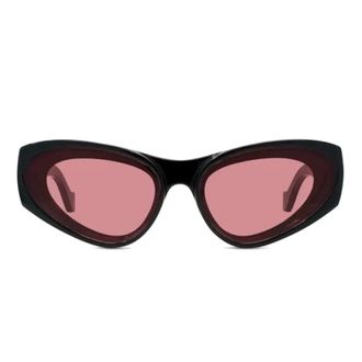 Loewe Femme, Accessoires, Noir, Taille: 62 MM Lunettes de Soleil Cat-Eye Noires avec Verres Roses