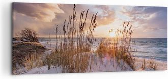 Arttor Panorama Bilder auf Leinwand 100x40cm Leinwandbild Westen auf der Strand Groß Wanddeko Bild Schlafzimmer Küche Wandbilder Dekoration Wohnzimmer Wall D