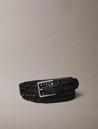 Calvin Klein Geflochtener Lederg&uuml;rtel - Black/antique Silver - Herren - 100 cm