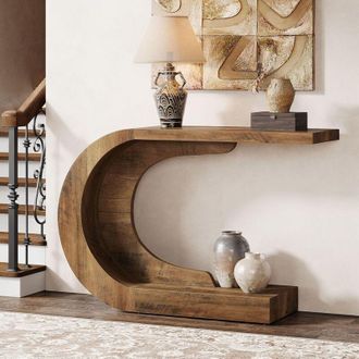 Tribesigns Tribesigns Table Console, Table Dappoint Vintage, 110 x 35 x 75 cm, Meuble Dentr&eacute;e, Couloir, Salon, Console Bois Marron