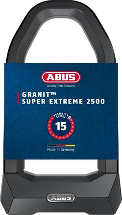 ABUS B&uuml;gelschloss Granit Super Extreme 2500/165HB230 - gegen S&auml;geangriffe mit Winkelschleifern spezialisiertes Fahrradschloss f&uuml;r Fahrrad und E-Bike - Sich