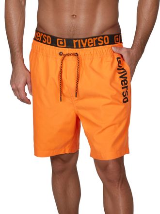 Riverso Badehose Herren Regular Fit RIVBobby Badeshorts Sporthose Schwimmhose Shorts Kurze Hosen Print Elastischer Bund Orange 3XL, Größe:3XL, Farbe:Shiny Ora