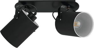 Eglo Deckenlampe Villabate, 2 flammige Deckenleuchte, Klassisch, Deckenstrahler aus Stahl und Textil, Wohnzimmerlampe in Schwarz, Wei&szlig;, K&uuml;chenlampe, Spots 