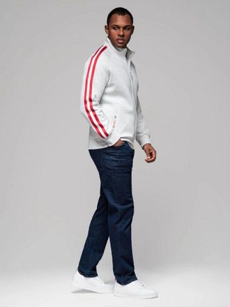 Ombre Sweatjacke Herrensweatshirt mit hohem Kragen und Streifen