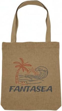 Fabulous Sac Shopping Tote Bag Aspect Lin - Fantasea Wave Surf Beach Travel - Sac de Courses Toile Epaisse 360g Beige Naturel Cabas Port&eacute; Epaule Solide Imprim&eacute;