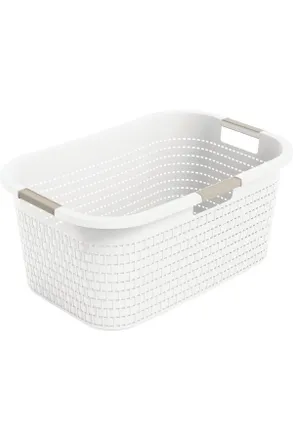Rotho W&auml;schekorb Country, Wei&szlig;, Kunststoff, 40 L, 38.9x25.1x58 cm, Reach, DIN EN ISO 14001, DIN EN ISO 9001, Ordnen & Aufbewahren, W&auml;schek&ouml;rbe & Tonnen