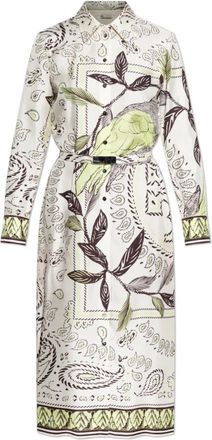 Tory Burch Femme, Robes, Blanc, Taille: 40 FR Printed Silk Shirtdress