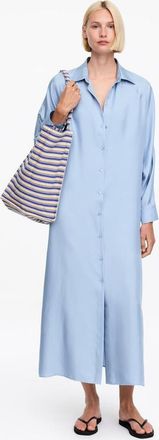 Arket Hemdkleid Aus Seidentwill -Blau
