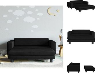 vidaXL Kindersofa mit Hocker Schwarz 100x50x30 cm Samt - Kinder Sofa - Samtsofa - Sitzsack Kinder - Kindersitzplatz - Spielzeugsofa