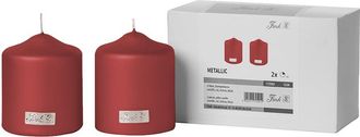 Fink 2er Set Stumpenkerzen rot metallic - aus Paraffin - Brenndauer je ca 40 Stunden - Adventskerze Kerze Adventskranz Ø 8 Höhe 10 cm