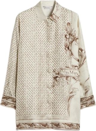 Max Mara Femme, Blouses et Chemises, Beige, Taille: 38 FR Chemise en twill de soie imprim&eacute;e