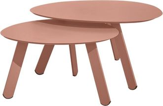 Oviala Lot de 2 tables basses gigognes de jardin argile