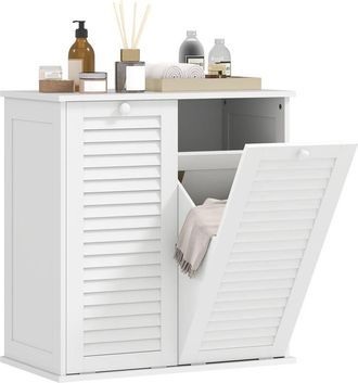 HOMCOM Meuble salle de bain avec panier à linge - HOMCOM - avec portes persiennes et 2 paniers - 70 x 38 x 73 cm - blanc