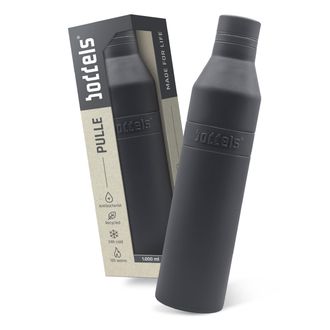 Boddels PULLE Edelstahl Trinkflasche 1l - spülmaschinenfest, 100% auslaufsicher, leicht zu reinigen, Kohlensäure geeignet, 24h kalt & 12h warm, recycelter Ede