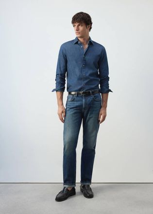 Mango Chemise chambray 100 % coton bleu moyen - Homme - XXL - MANGO MAN
