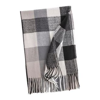 Generic &Eacute;charpe &agrave; carreaux en flanelle pour femme - Automne et hiver - Longue &eacute;charpe douce et chaude pour femme - &Eacute;charpe l&eacute;g&egrave;re et tiroir, Noir, taille uniq