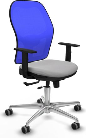 Piqueras y Crespo Jorquera Remote-Arbeitsstuhl mit 1D-Armen, h&ouml;henverstellbare Lendenwirbelst&uuml;tze, ausgestattet mit Syncro/Traslack und injiziertem Schaumstoff, Blau/He