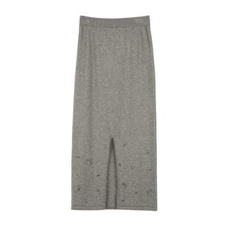 Twinset Strickrock in Midi-L&auml;nge - - Skirts - Damen - Grau - M