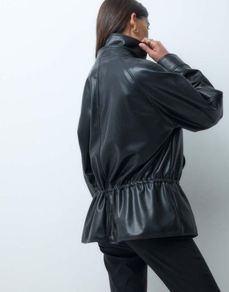 Asos veste ann&eacute;es 80 &agrave; double &eacute;paisseur cintr&eacute;e &agrave; la taille noire