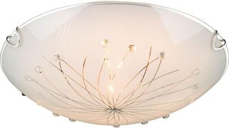 Globo Lighting Design Deckenleuchte Wohnzimmer Glas satiniert Dekor Linien Steine klar Lampe Chrom Globo 40402-2