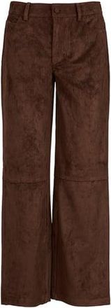 Vila Pantalon droit &agrave; jambes larges en daim