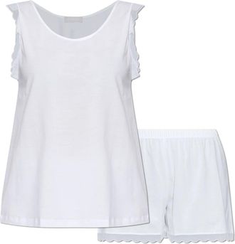 Hanro Femme, V&ecirc;tements de nuit et de d&eacute;tente, Blanc, Taille: 40 FR Inaya Pyjama Court Sans Manches