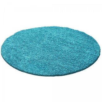 Jadorel Jadorel - Tapis poils longs shaggy &Oslash;160cm turquoise tiss&eacute; rond motif uni uni l
