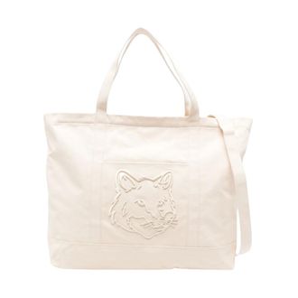 Maison Kitsun&eacute; Femme, Sacs, Beige, Taille: ONE Size Fox Head XL Tote