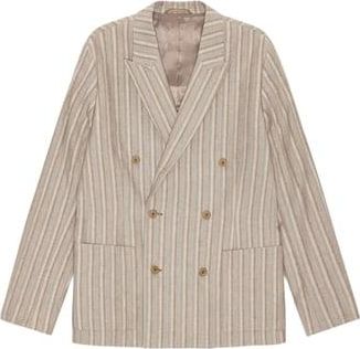 Nn.07 Blazer droit ray&eacute; en lin et coton