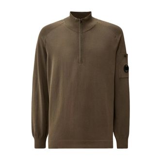 C.P. Company C.p. Company, Homme, Pulls, Brun, Taille: XL Cotton Crepe Half Zip Sweater