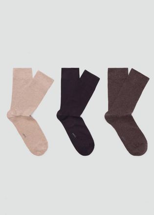 Mango Pack de 3 chaussettes longues en coton marron - Homme - 40-42 - MANGO MAN
