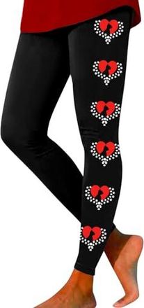 Generic Legging imprim&eacute; pour la Saint-Valentin 2026 pour femme - Contr&ocirc;le du yoga - Taille haute, Rouge, XXL