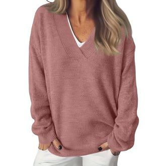 Generic Pull en tricot &eacute;pais &agrave; manches longues pour femme, rose, XXL