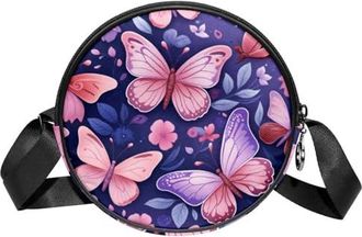 Generic Petit sac &agrave; bandouli&egrave;re circulaire pour femme, petit sac &agrave; bandouli&egrave;re avec fermeture &eacute;clair, bretelles r&eacute;glables, sac &agrave; main rond d&eacute;contract&eacute; pour fe