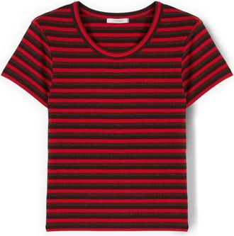 Motivi Femme, Tops, Rouge, Taille: 36 FR T-shirt ray&eacute; en jersey m&eacute;lang&eacute; lurex