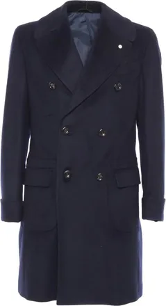 Luigi Bianchi Mantova Homme, Manteaux, Bleu, Taille: L Double-Breasted Manteaux