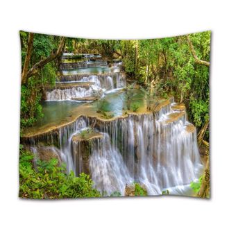 A.Monamour Wandteppiche Wasserfall In Kanchanaburi Thailand Tropischer Gr&uuml;ner Dschungel Wald B&auml;ume Natur Landschaft Druck Stoff Wandbehang Tapisserie Vorh&auml;nge Ti