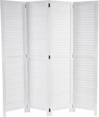 Mendler Paravent HWC-C30, Raumteiler Trennwand Sichtschutz, Shabby-Look Vintage, 170x160cm - wei&szlig;