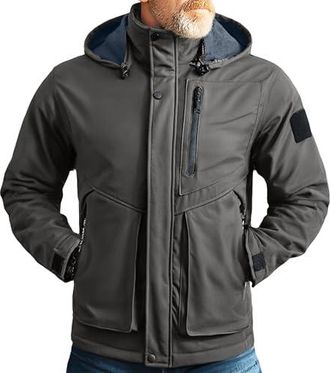 Generic Veste tactique coupe-vent pour homme avec doublure en polaire - Manteau dhiver chaud avec plusieurs poches &agrave; capuche - Coupe-vent l&eacute;ger - Pour lext&eacute;ri