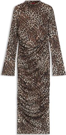 HUGO BOSS Leopardenmuster Langarm Kleid - - Dresses - Damen - Mehrfarbig - S