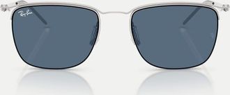 Ray-Ban Rb8550 eckige Sonnenbrille mit blauem Glas in Silber