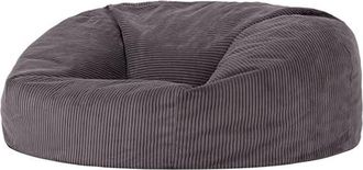 Icon Brand Soul XXL Sitzsack Sofa für Erwachsene, Dunkelgrau, Flauschiger Cordstoff, 2 Sitzer, Bequemer Bean Bag Sofa mit Füllung, Relaxsessel, Lounge, Wohnzimme