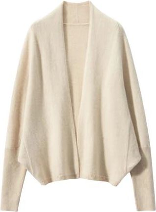 Generic Cardigan classique en cachemire &agrave; manches longues pour femme - Couleur unie - Haut doux et ample, Beige, taille unique