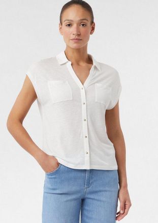 Comma Kurzarmshirt T-Shirt &Auml;rmelloses Jersey-Shirt mit aufgesetzten Taschen