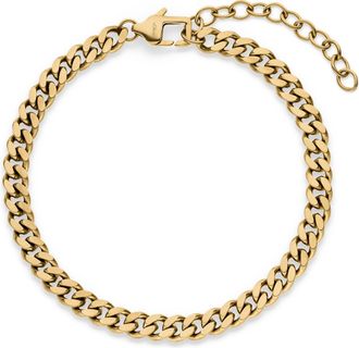 s.Oliver Herren Bracelet - Armband aus mattiertem Edelstahl - IP gold - Panzerkette verstellbar bis 22 cm - wasserfest & hautfreundlich
